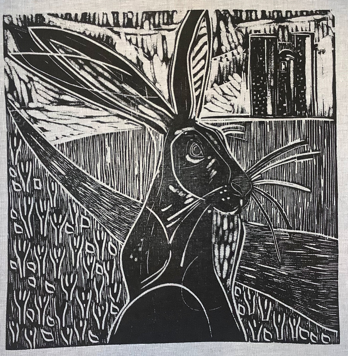 Hare listening at Audley Castle – Lucy Turner Art Northern Ireland